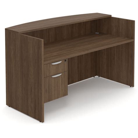 Classic Gallery Reception Desk With Box File Pedestal Modern Walnut