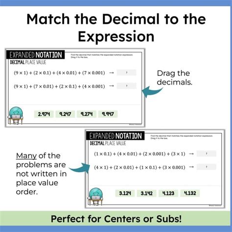 Expanded Notation 5th Grade Decimals To Thousandths Place Value Activity
