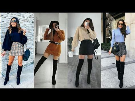 Outfit Con Botas Altas Negras Y Falda Qubico