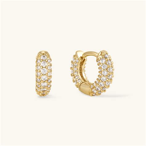 Pave Huggie Hoops Heart Made Of Gold