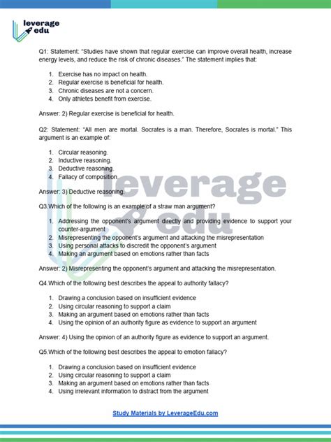 20 Questions Of Analyzing Arguments Reasoning Logical Reasoning Pdf