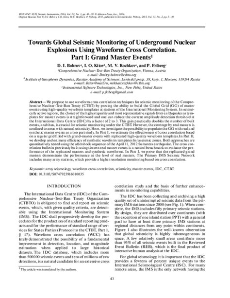 Pdf Towards Global Seismic Monitoring Of Underground Nuclear Explosions Using Waveform Cross