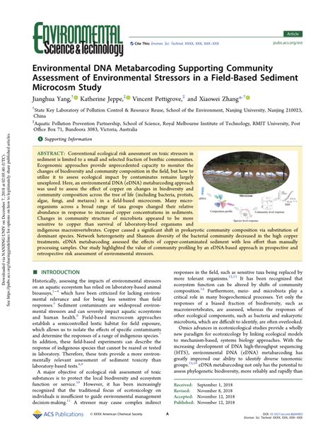 Pdf Edna Metabarcoding Supporting Community Assessment Of Environmental Stressor In A Field
