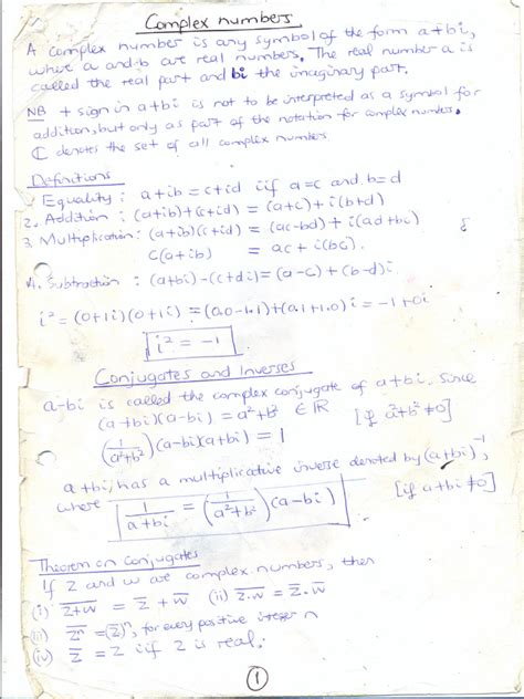 Lecture Notes Complex Numbers0001 Pdf