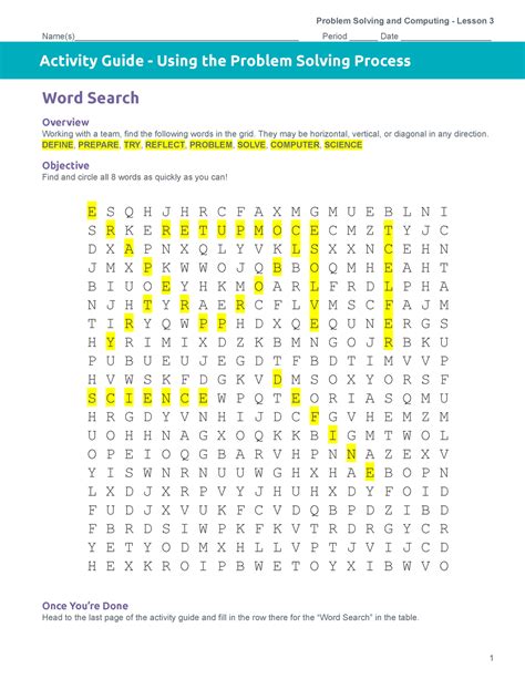 Copy Of U1l03 Activity Guide Using The Problem Solving Process Problem Solving And