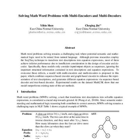 Solving Math Word Problems With Multi Encoders And Multi Decoders Acl Anthology