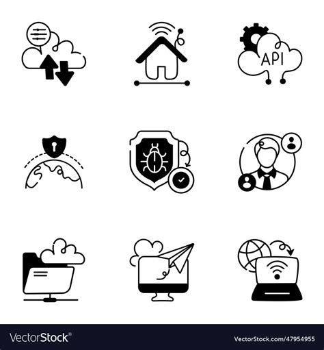 Modern Pack Of Secure Networking Drawing Icons Vector Image