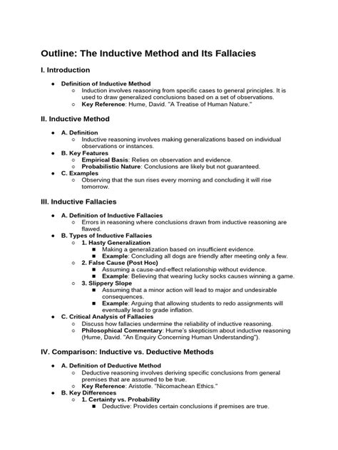 Inductive Method Definition And Fallacies Pdf Inductive Reasoning