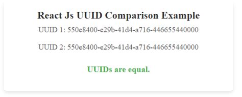 React Js Compare UUID String Equal Less Than Greater Than