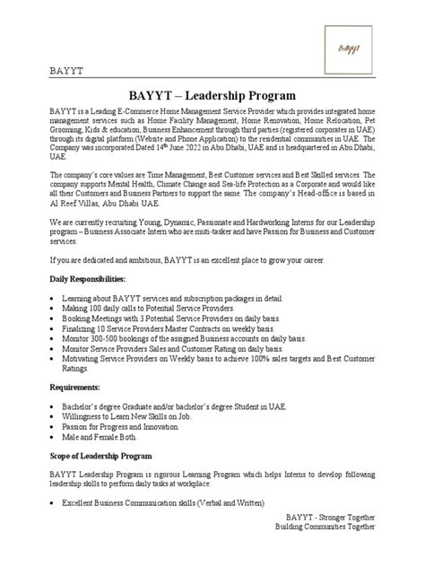 bayyt leadership training program pdf united arab emirates business