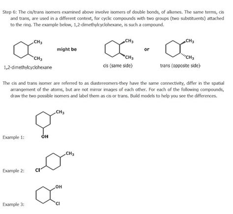 Solved Step 6 The Cis Trans Isomers Examined Above Involve