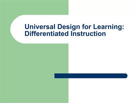 Universal Design For Learning Differentiated Instruction Ppt