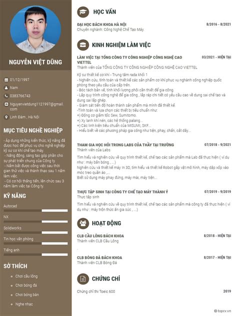 Cv Nguyen Viet Dung Pdf