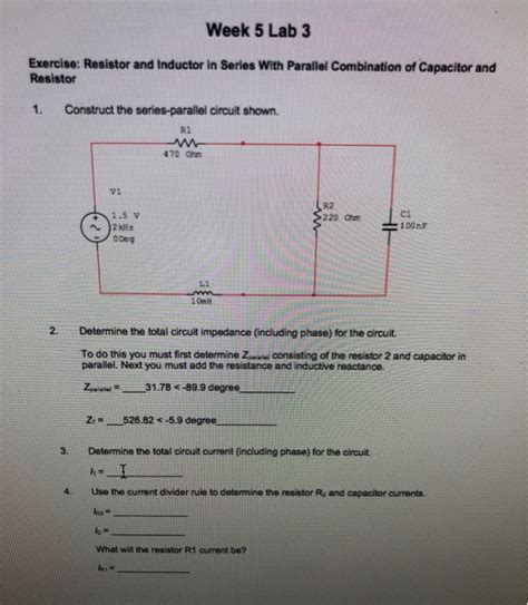 Solved Week Lab Exercise Resistor And Inductor In Chegg