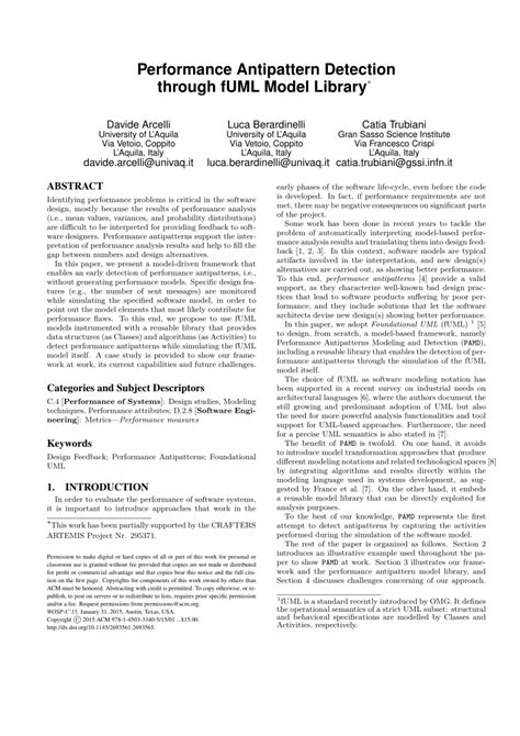 Pdf Performance Antipattern Detection Through Fuml Model Library