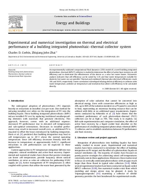 Pdf Experimental And Numerical Investigation On Thermal And