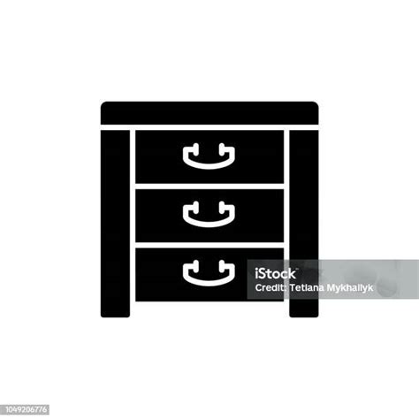 도우미 상자의 블랙 화이트 벡터 일러스트입니다 수납 가구 선반과의 평면 아이콘입니다 가정 및 사무실을 위한 서랍 장식 컨테이너입니다 흰색 배경에 고립 0명에 대한 스톡 벡터