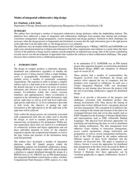 Pdf Modes Of Integrated Collaborative Ship Design