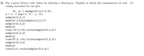 Solved B For A Given Octave Code Below For Plotting A