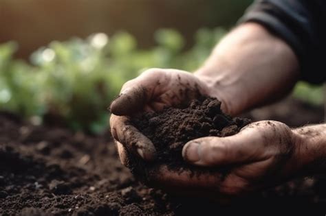 Premium Photo Close Up Of Male Hands Planting Seedlings In Fertile Soil Gardening Concept