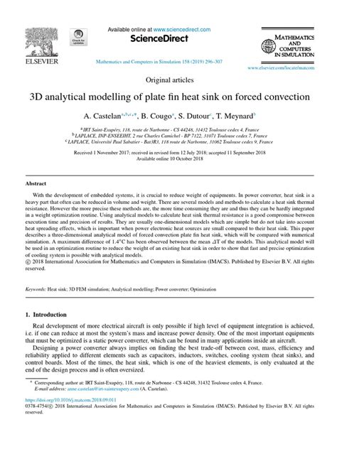 science direct 3d analytical modelling of plate fin heat sink on