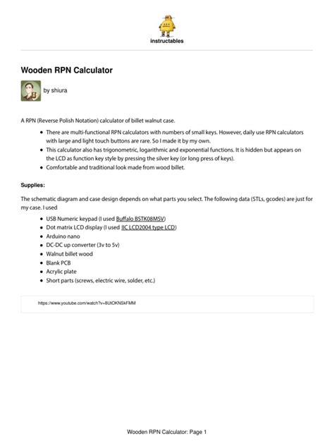 Woody Rpn Calculator Pdf Calculator Printed Circuit Board