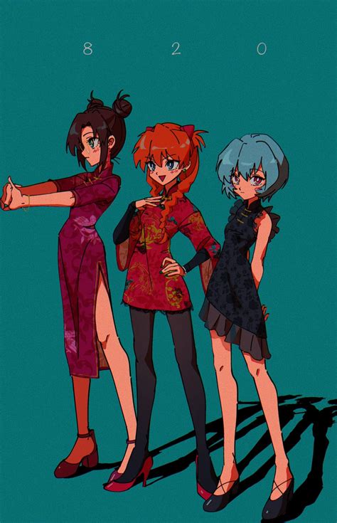 Souryuu Asuka Langley Ayanami Rei And Makinami Mari Illustrious Neon