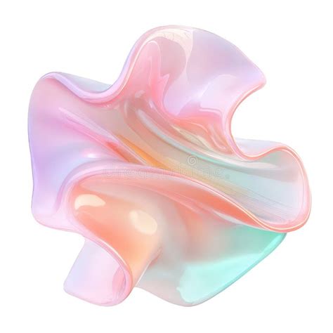 3d Sleek Abstract Glass Curved Shape Creating Dynamic Visual Flow Holography Pink Pastel