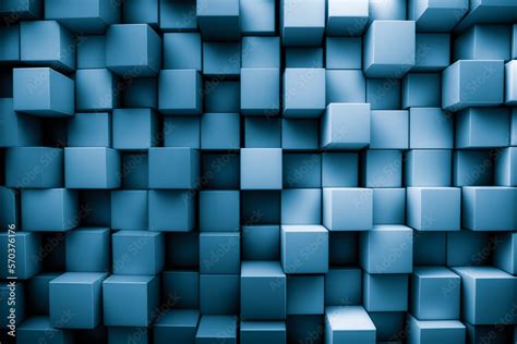 Abstract Background Of Cube Blocks Wall Stacking Blue Design For Cubic Wallpaper Background