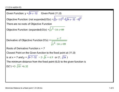 Minimize Distance To A Fixed Point To A Square Root Function Mr