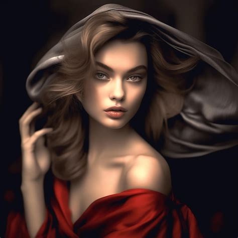 Premium Ai Image A Woman With A Red Dress Under Her Head