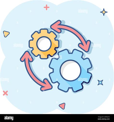 Workflow Icon In Comic Style Gear Effective Cartoon Vector