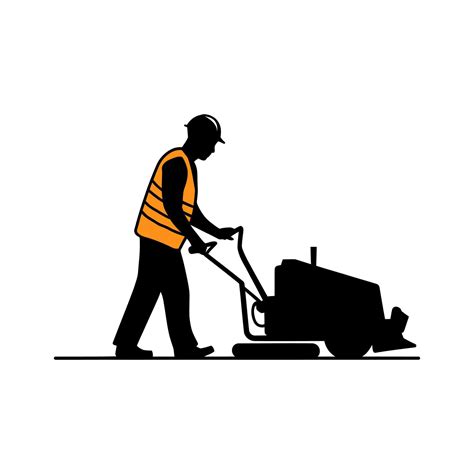 Silhouette Of A Worker Operating A Road Compactor 55168924 Vector Art