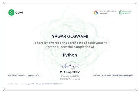 sagar goswami on linkedin guvi python
