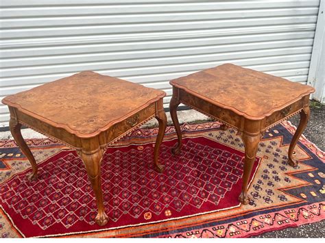 Vintage Matchbook Burl Ball And Claw Foot Side Tables For Sale At