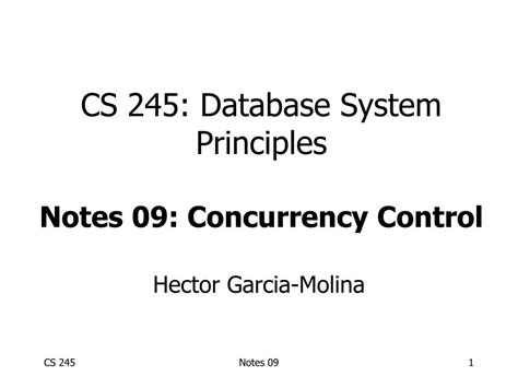 Ppt Cs 245 Database System Principles Notes 09 Concurrency Control