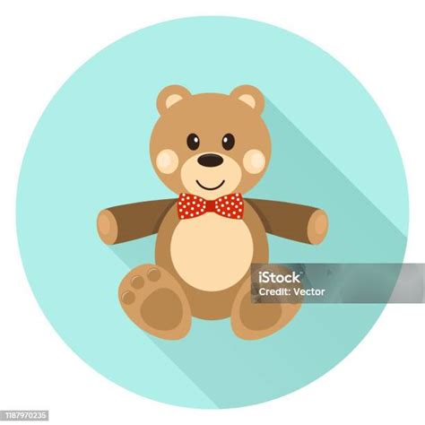 테디 베어 그림자와 녹색 배경에 장난감 테디 곰 부드러운 장난감의 벡터 그림입니다 벡터 0명에 대한 스톡 벡터 아트 및 기타