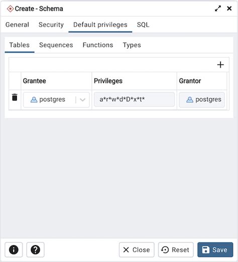 Schema Dialog PgAdmin Documentation