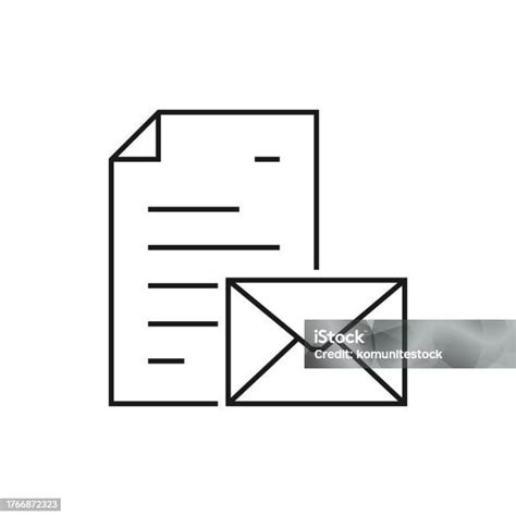 Correspondence 라인 아이콘 벡터 일러스트 레이 션입니다 로고 모바일 앱 웹사이트 Ui Ux 기호 기호에 대한 아이콘 디자인 아이콘에 대한 스톡 벡터 아트 및
