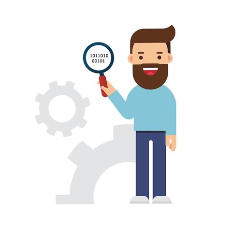 premium vector man big data software engineer programmer with laptop