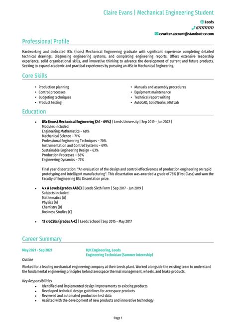 Masters Degree Application CV Example Get Selected