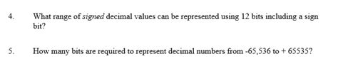 solved 4 what range of signed decimal values can be