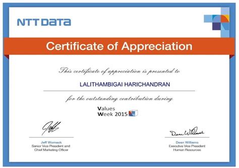 Values Week 2015 Certificate Ppt