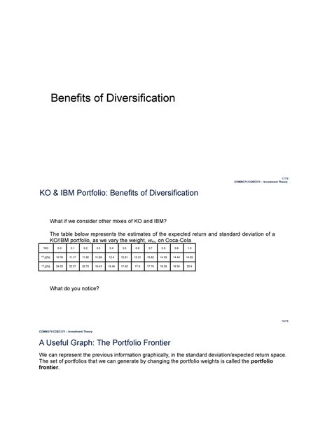 Benefits Of Diversification E Rp 10 11 11 11 12 12 13 13 14 14