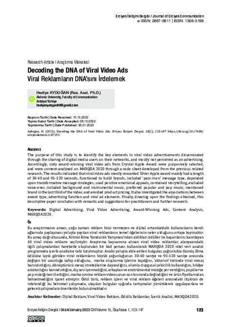 Pdf Decoding The Dna Of Viral Video Ads