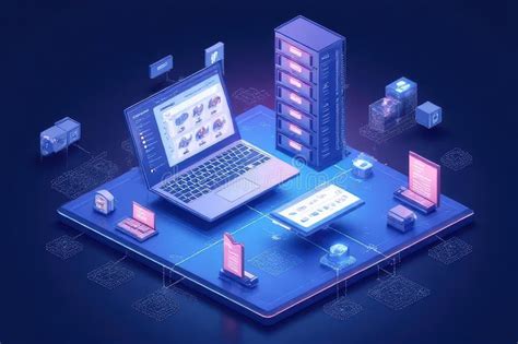 E Commerce Hosting Platform Visuals In Digital Marketplace Context Stock Illustration