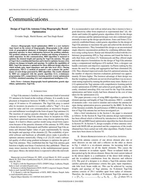 Pdf Design Of Yagi Uda Antenna Using Biogeography Based Optimization