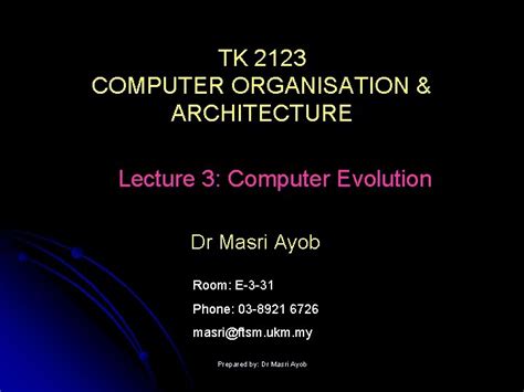 Tk 2123 Computer Organisation Architecture Lecture 3 Computer