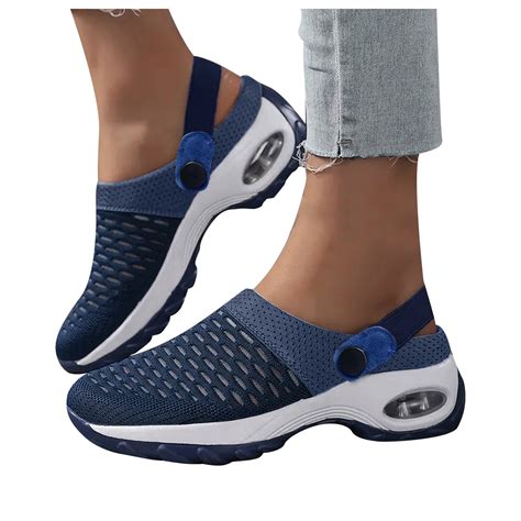 Womens Slip On Clogs And Mules Diabetic Air Cushion Slip On Walking Shoes Breathable Slippers