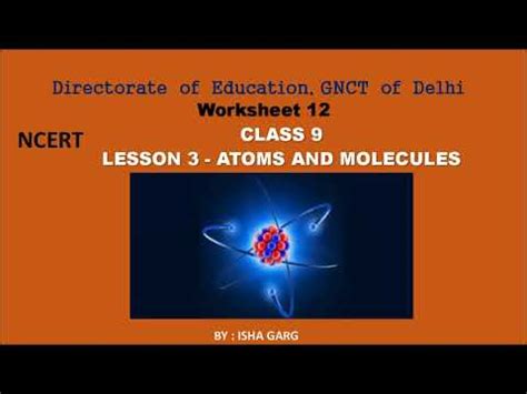 Worksheet 12 Class 9 Atoms And Molecules Youtube